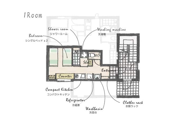 【ワンルームタイプ　102】越後湯沢駅徒歩約6分　23.39㎡ - Minamiuonuma