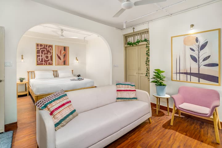 48b Stylish 1bhk Khar | Cozy, Swing, 24/7 Support - Mumbai