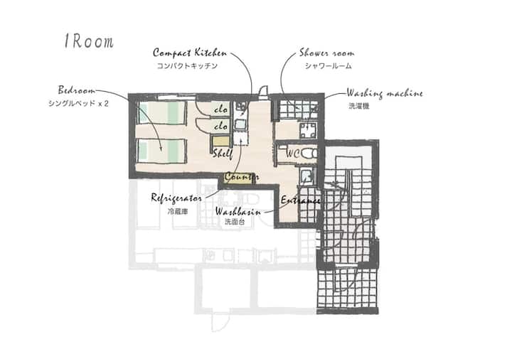 【ワンルームタイプ　103】越後湯沢駅徒歩約6分　29.39㎡ - Yuzawa