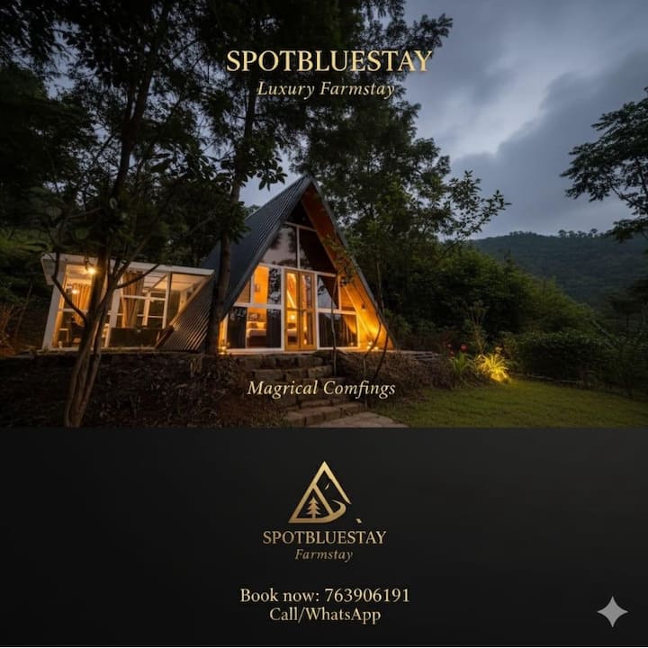 Spotbluestay Luxury A Frame Wood And Glass House - Kodaikanal