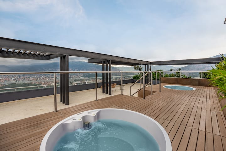 Luxury Apt/10mn Provenza+jacuzzi+views+pool+ac - Medellín