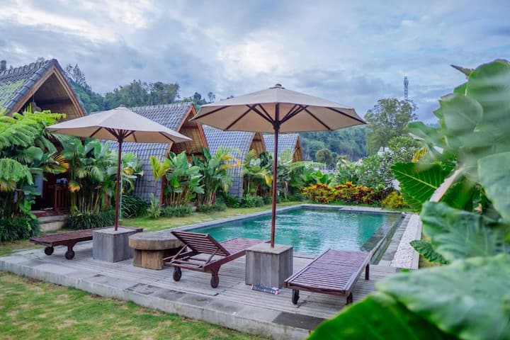 Cabin Poolside Living With Pool And Mountain Views - Kintamani