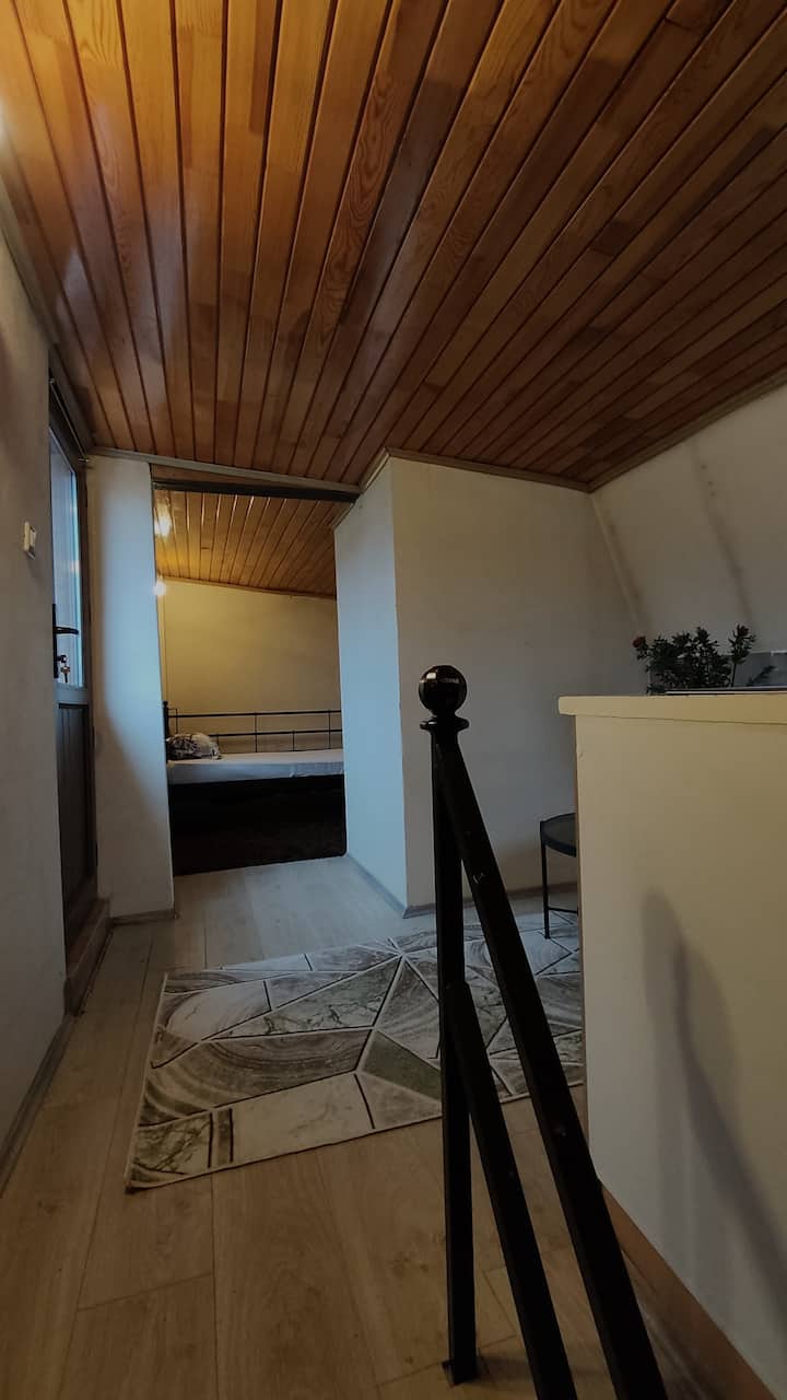 Teras Katta Tek Kişilik Yatağı Bulunan Bir Oda - Koru