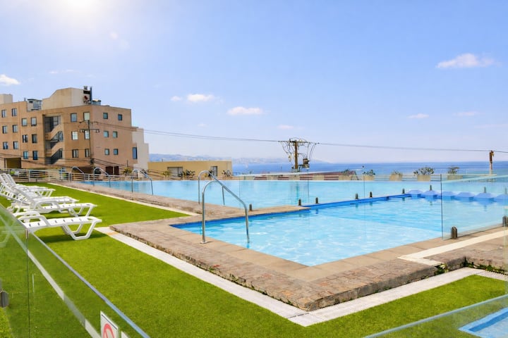 Estudio En Reñaca Con Terraza Y Vista A La Piscina - Viña del Mar