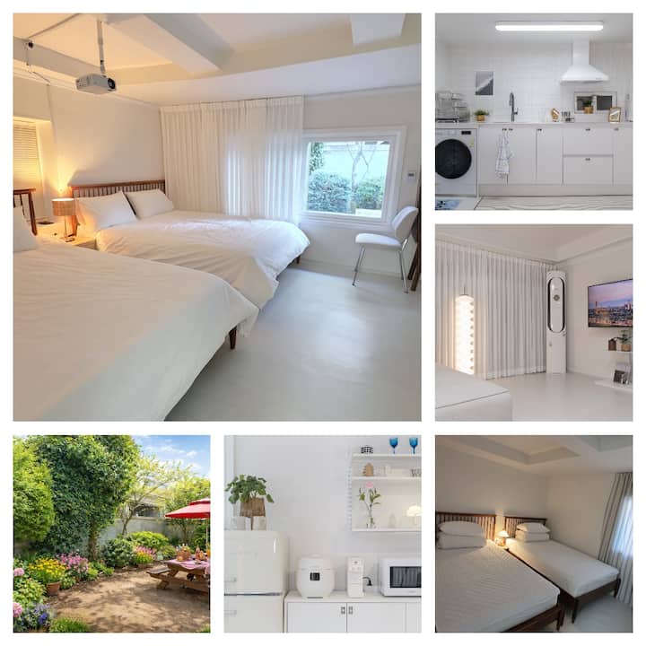 [오픈할인]광안역도보3분 6인 기본요금 독채가족 단체숙소 해변도보14분 바베큐가능 8인침대 - Busan