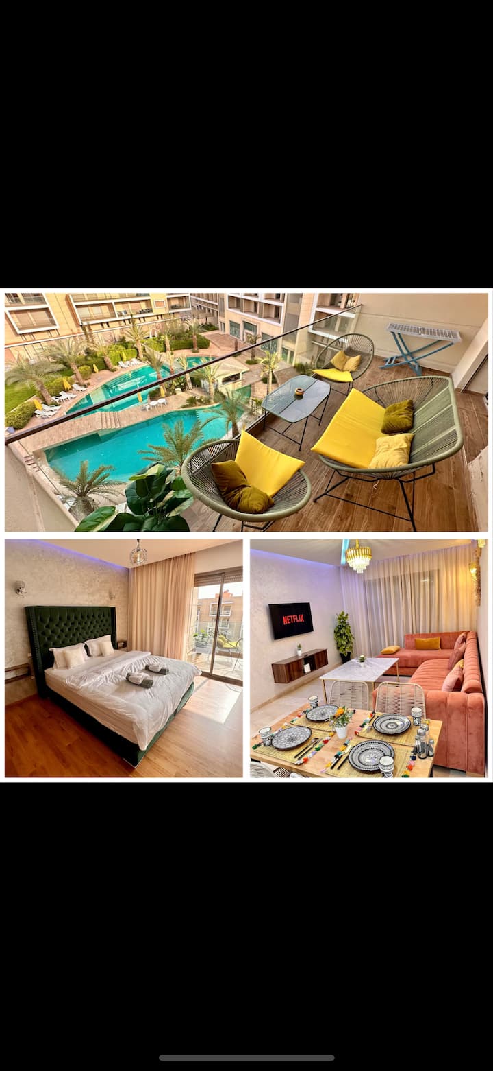 Luxuriöse Wohnung + Wlan Klima Pool Aufzug Parking - Marrakech