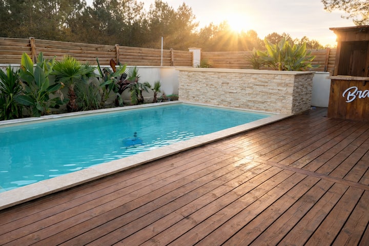 Villa 12 Personnes Piscine, Bar. - Mimizan