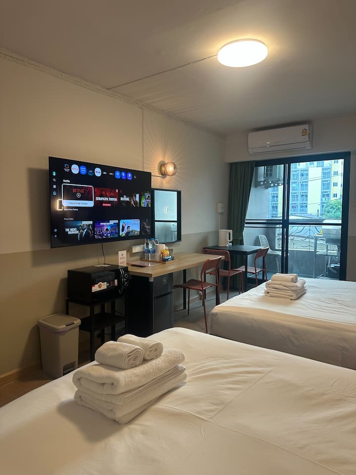Studio 2 Queen Beds/500mbps Wifi-mrtsutthisarn 304 - Bangkok