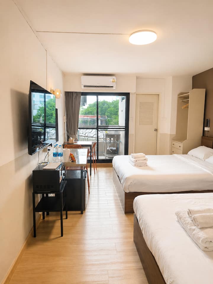 Studio 2 Queen Beds/fast Wifi-mrtsutthisarn 304 - Bangkok