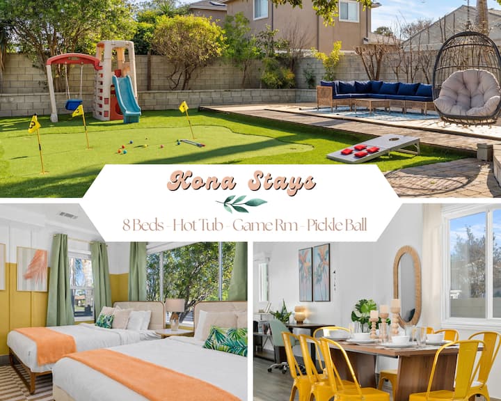 8 Beds, Hot Tub, Game Rm, Backyard - Garden Grove, CA