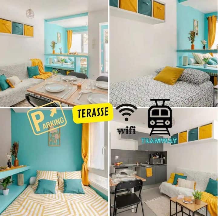 Petit Cocoon /Parking/terrasse/tram/ol/eurexpo - Saint-Priest