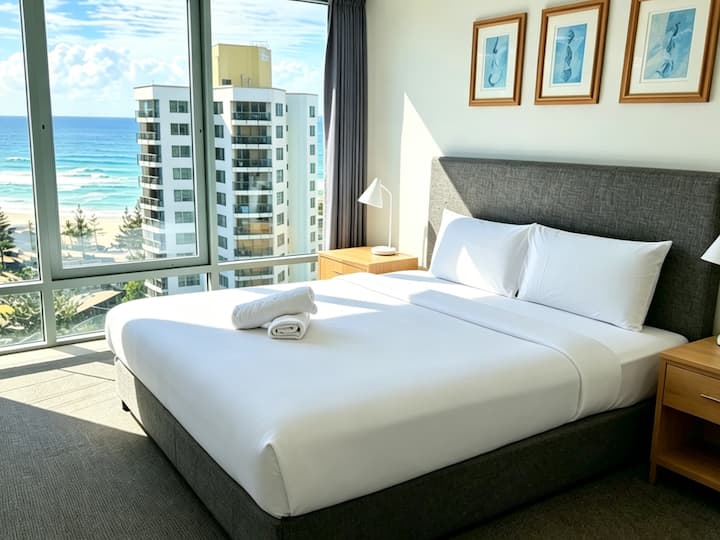 Cozy 12f Ocean View Studio With Kitchen | Sleeps 2 - Surfers Paradise