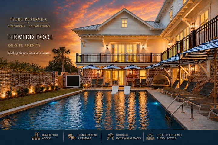 Brand-new 6br Coastal Retreat | Heated Pool Access - Tybee Island, GA