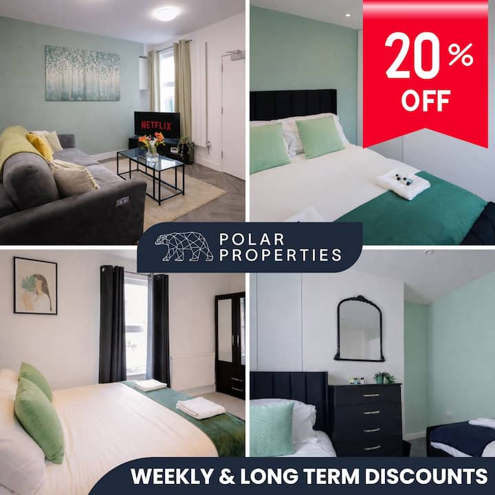 Modern 4-bed/3-bath Home W/ Free Parking & Garden - Gloucester, UK