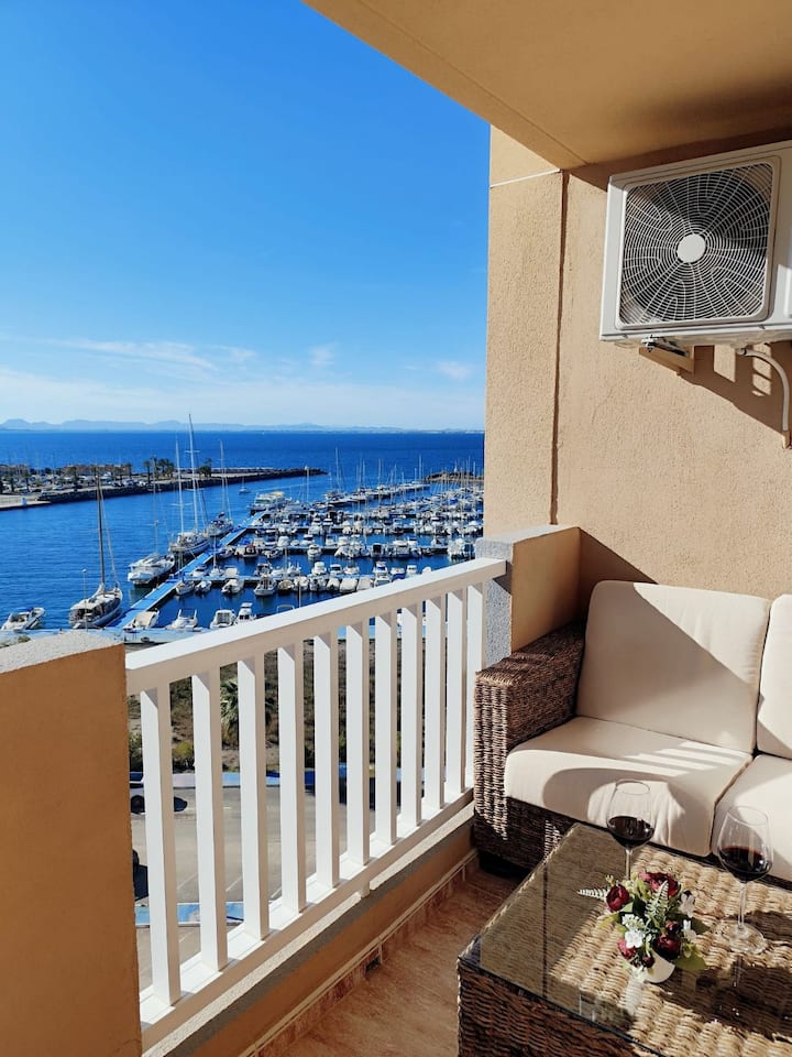 Marina Views | Pool | Near Beach | A/c & Balcony - La Manga