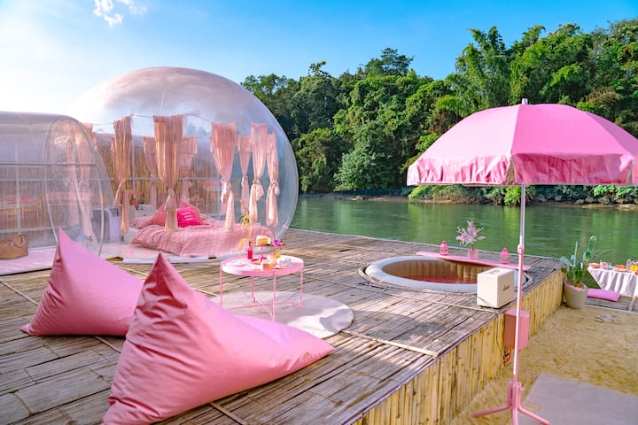 Pink Floating Bubble With In-room Beach & Cinema - Kanchanaburi
