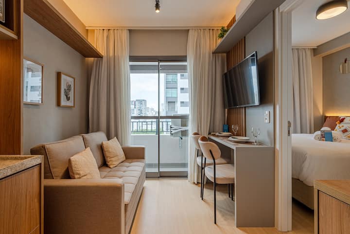 Apto Luxo 1 Dorm | Próx Ao Ibira, Piscina, A/c - São Paulo
