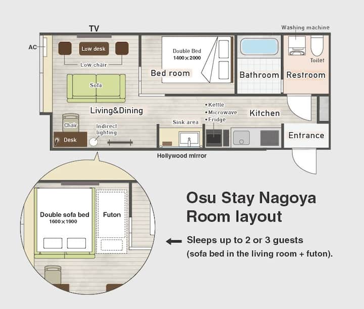 New|max 5 Guests|walk To Osu|direct To Nagoya Sta. - Nagoya