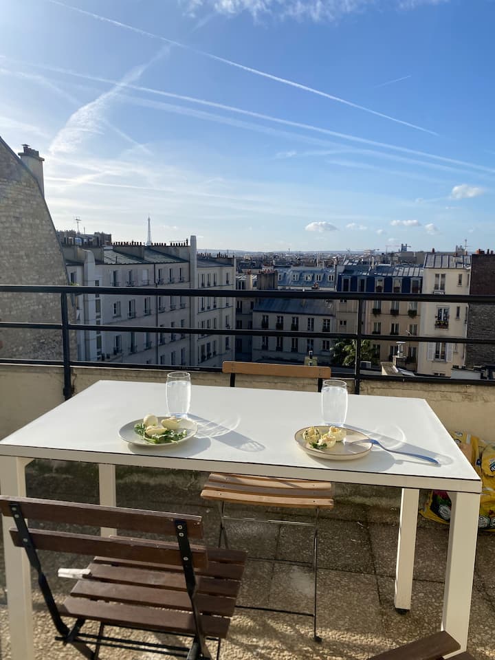 Sunny Apartment With Terrace Eiffel Tower View - Paříž