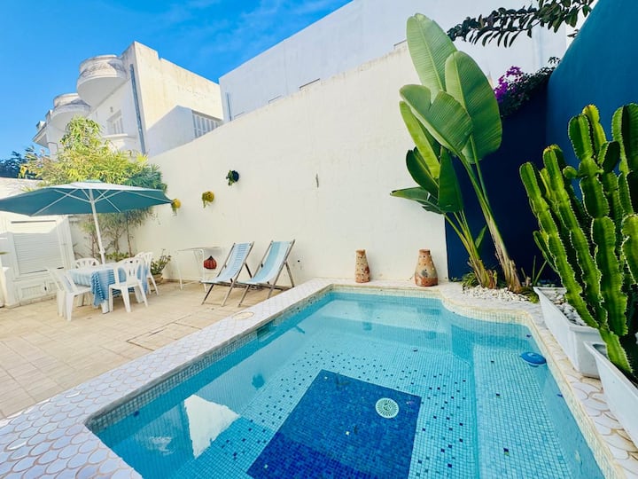 Coquet Appartement Arabesque Avec Piscine Privée - Hammamet