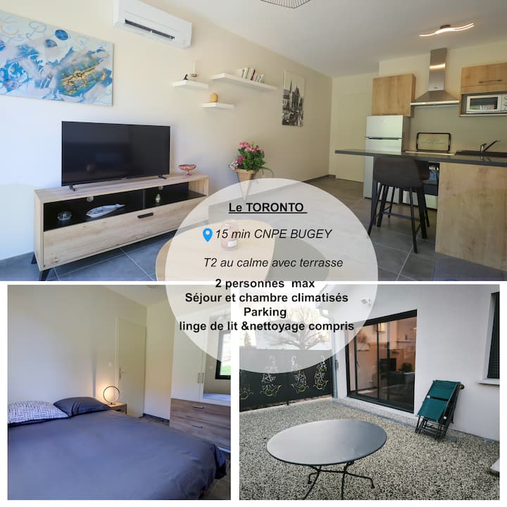 T2 Climatisé, Terrasse&parking /Proche Cnpe Bugey - Lagnieu