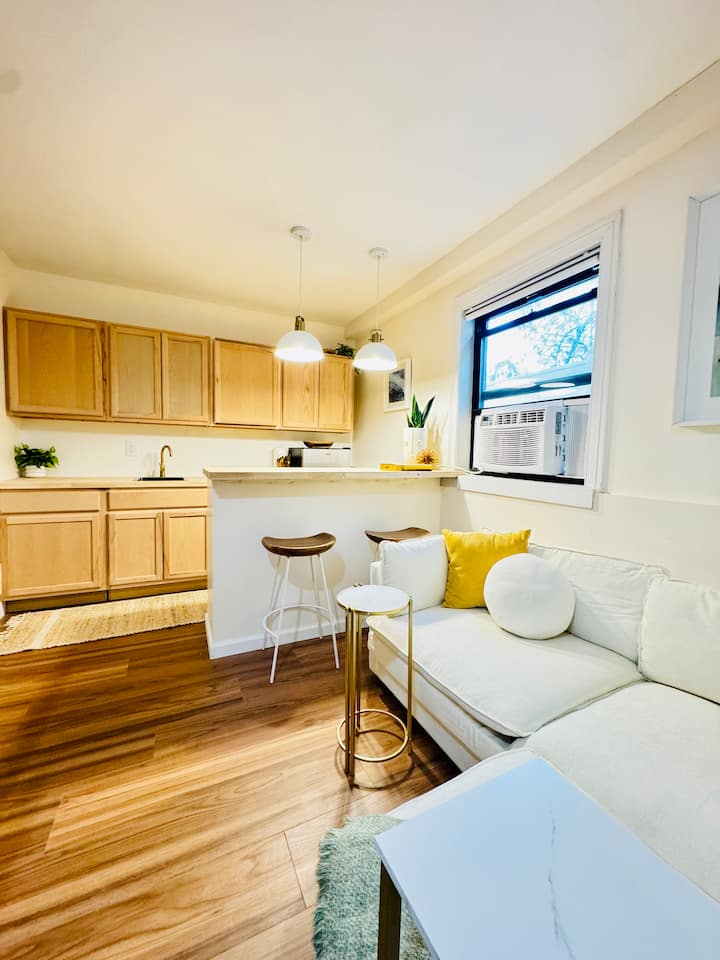 Cozy Studio W/ Queen Bed • Desk • Near Train - 霍索恩