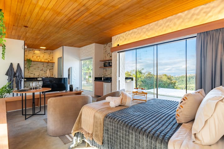 Lançamento | Chalé Grego | Banheira | Vista | Ar - Serra Negra