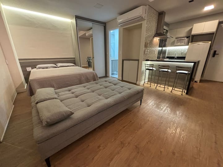 Apartamento Studio No Unlimited Ocean Front-santos - Santos