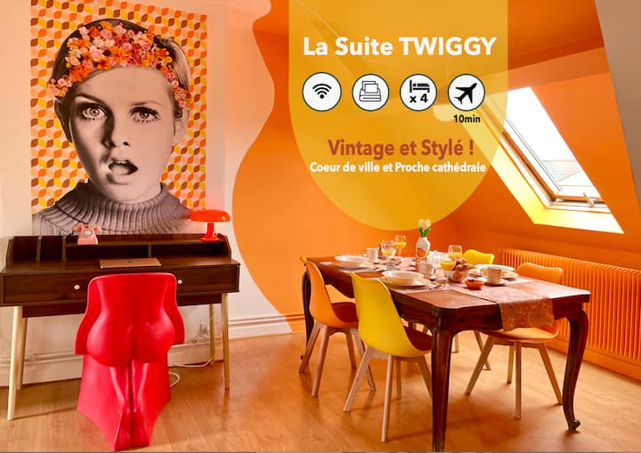 La Suite Twiggy, T2 Vintage 70’s, Centre Beauvais - Beauvais