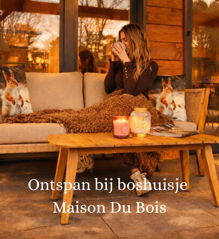 Luxe Houten Boshuisje Met Rustgevende Werkkamer - Netherlands