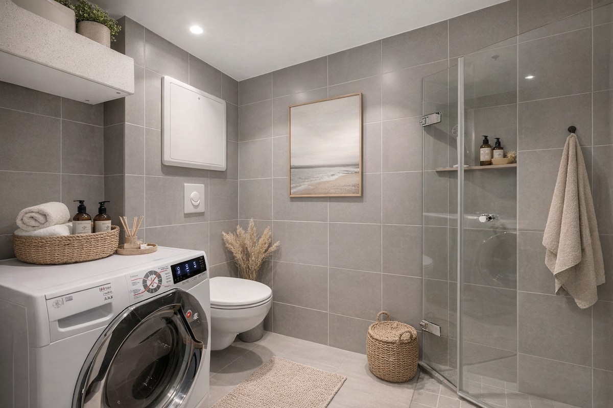 Idéal pour les longs séjours Central Laveuse et sécheuse lumineuses ...
