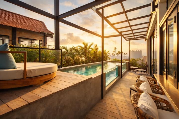5 Stars K Club Penthouse W/seaview - Next To Finns - Canggu