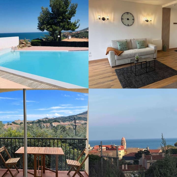 Studio Avec Parking, Clim, Piscine, Balcon Vue Mer - Collioure