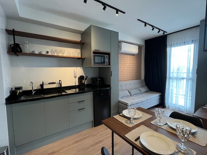 Studio Completo, Moderno Confortável | 4 Hóspedes - Curitiba