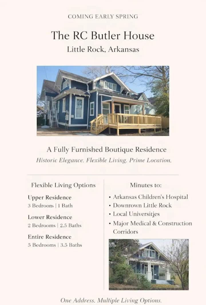 Historic Rc Butler House | 5br | Near Hospital - Little Rock, AR