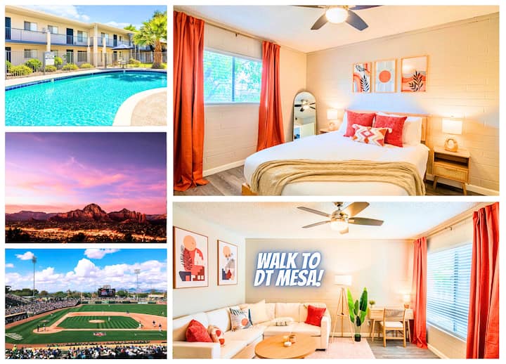 Cactus & Clay Hideaway | Dt Mesa, Pool+w/d+65" Tv - Mesa, AZ