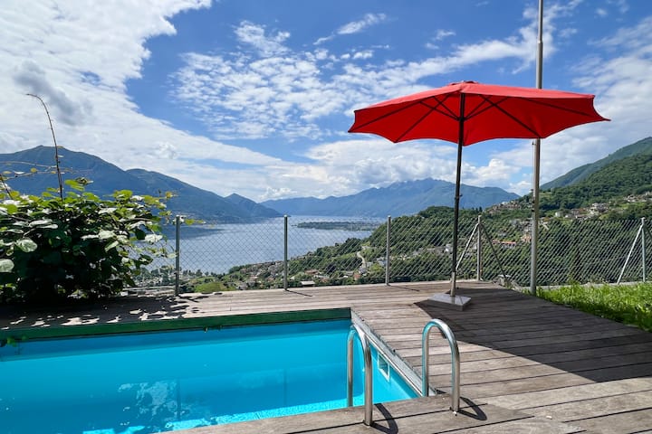 Sonnige Wohnung Mit Seesicht & Pool - Gordola