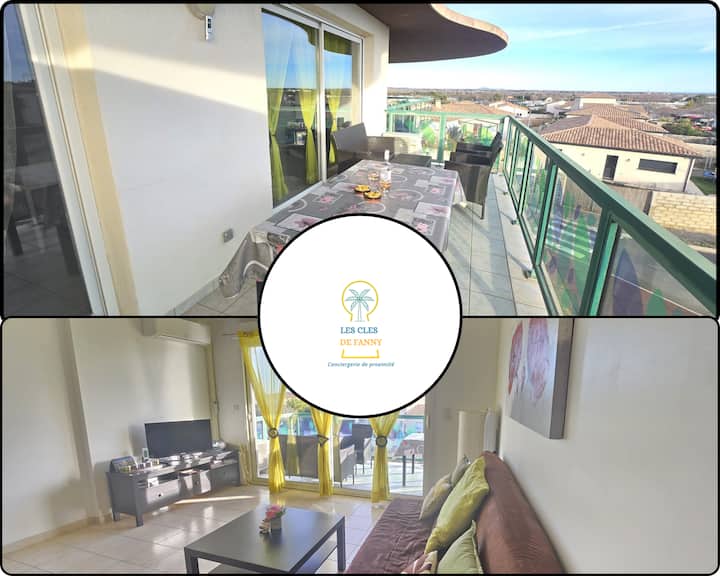 Terrasses Marines : T2 Clim - Terrasse Vue Mer - Sérignan Plage