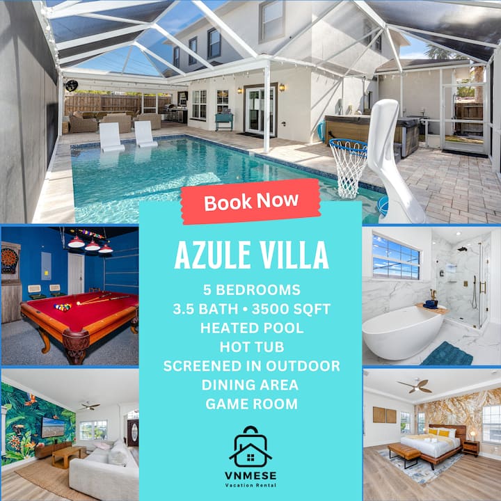 Azure Villa: Heated Pool Spa, Game Room 5 Bedrooms - Indian Shores, FL