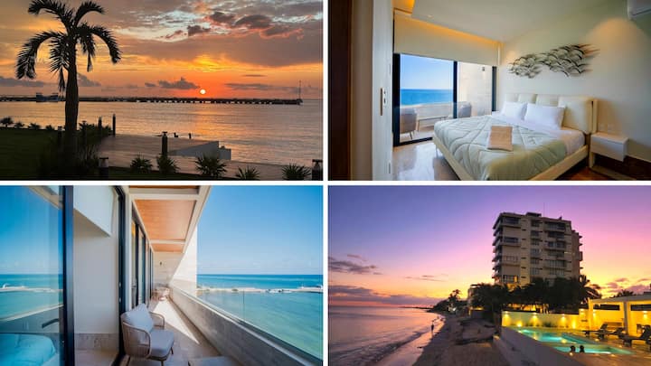 Depa Vistas Al Mar Y Balcón Desde Cada Recámara - Puerto Morelos
