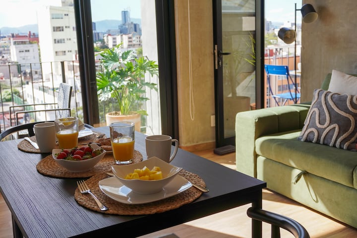 Oasis Moderno Roma Sur |Terraza Privada Con Vista - Mexico