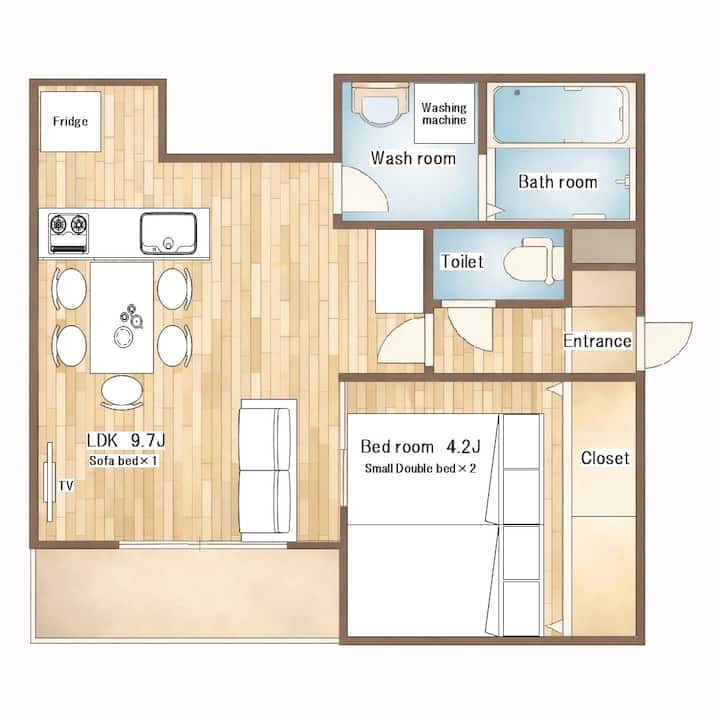 Fukuoka Hakata | New 36㎡ Apt | 5 Guests | Airport - Fukuoka