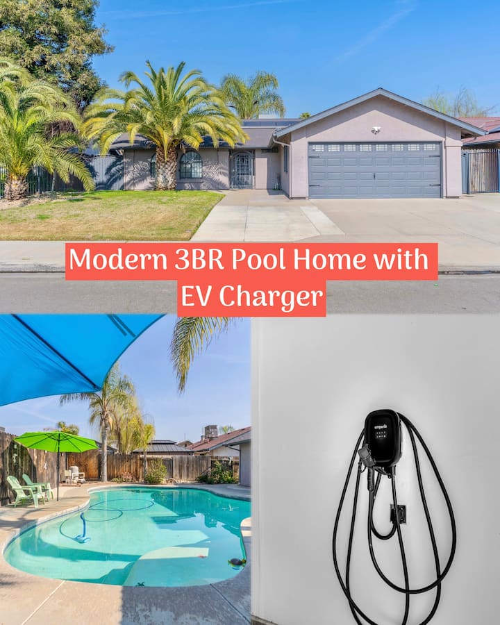 Modern 3br Pool Home W/ Ev Charger - Storyland, Fresno