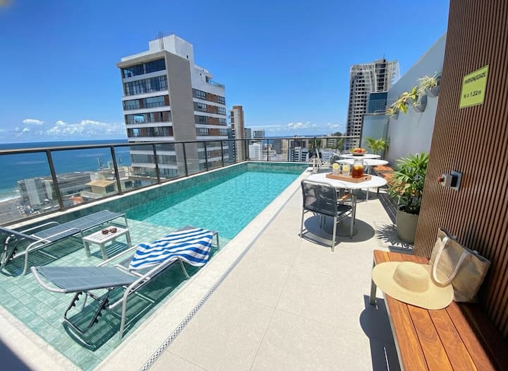 Barra Ocean View Luxury King Condo W/ Rooftop Pool - Salvador