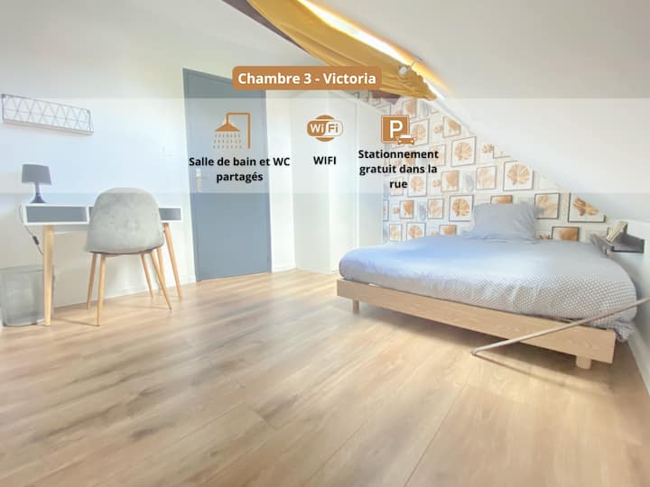 Chambre «&nbsp;Victoria&nbsp;» En Colocation - Sdb Partagée - Croix