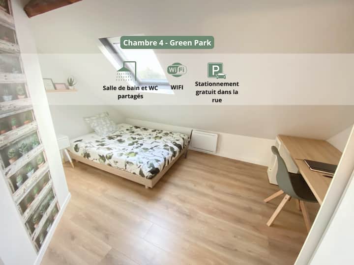 Chambre "Green Park" En Colocation - Sdb Partagée - Croix