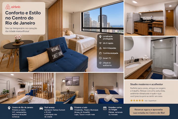 Loft Moderno Com Vista E Metrô Na Porta Centro Rj - Rio de Janeiro