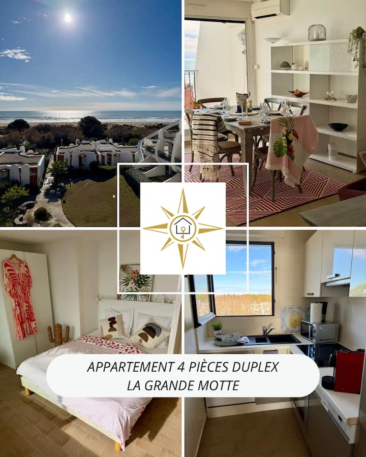 Duplex 4 Pièces Climatisé Première Ligne - La Grande-Motte