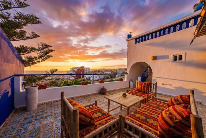 Authentic Appartement Marocain Avec Vue Mer - Taghazout