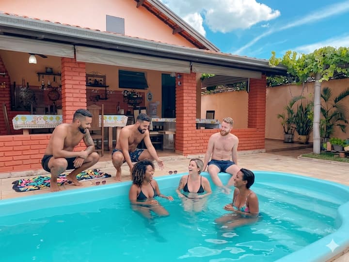 Casa Estilo Casa De Vó C/ Piscina Em Brotas - Brotas